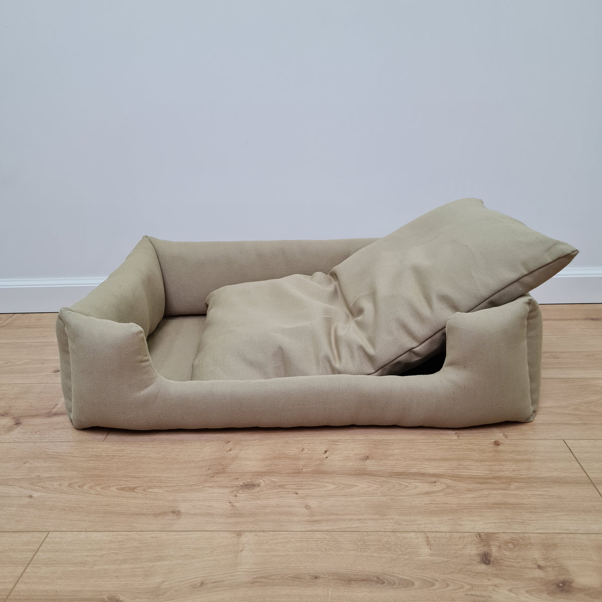 Natural Hemp Linen Dog Bed Olive Beige Linen Fabric filled organic Hem