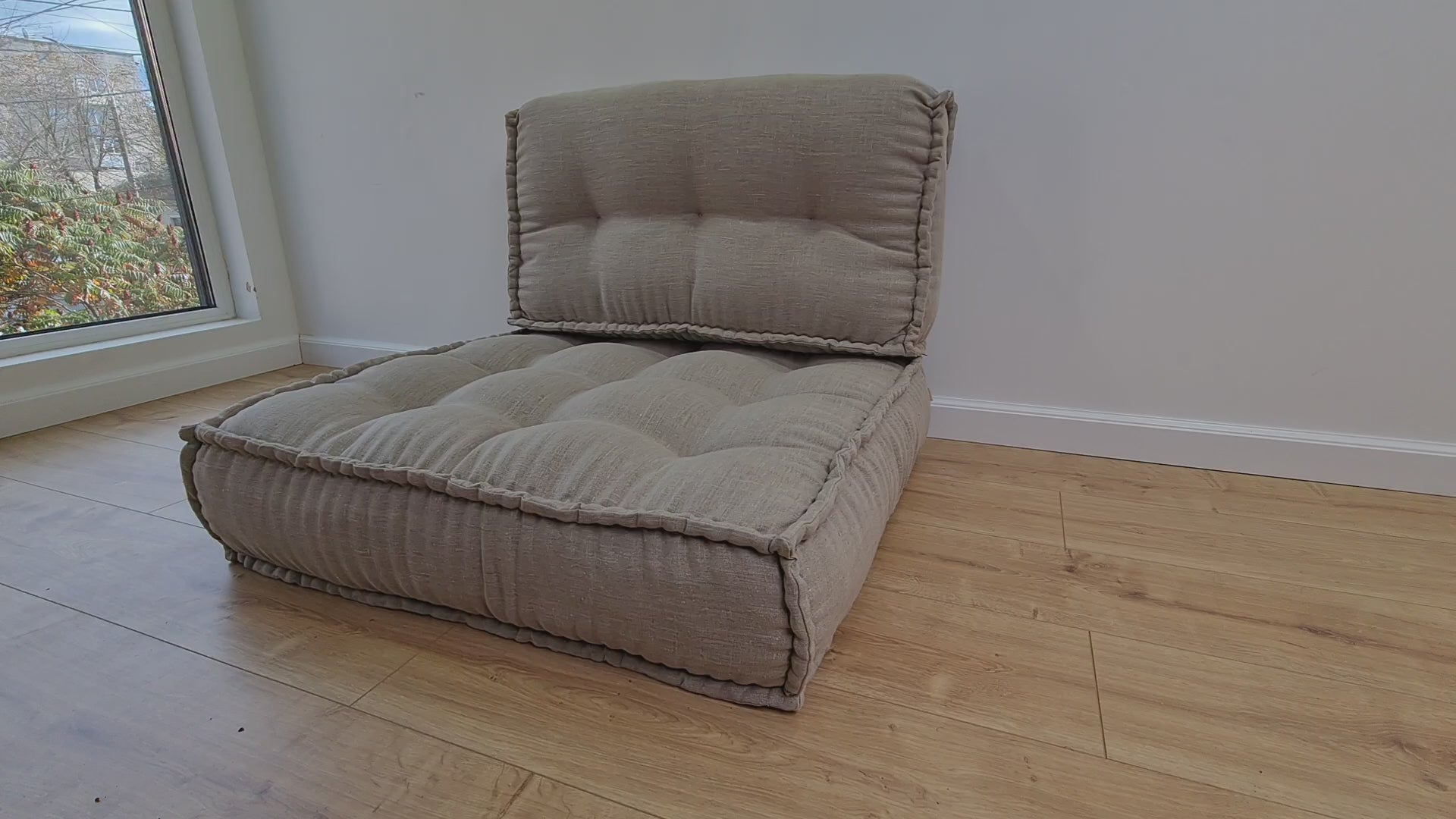 Set of Hemp Floor Сushions filled organic hemp fiber filling in dark g ...