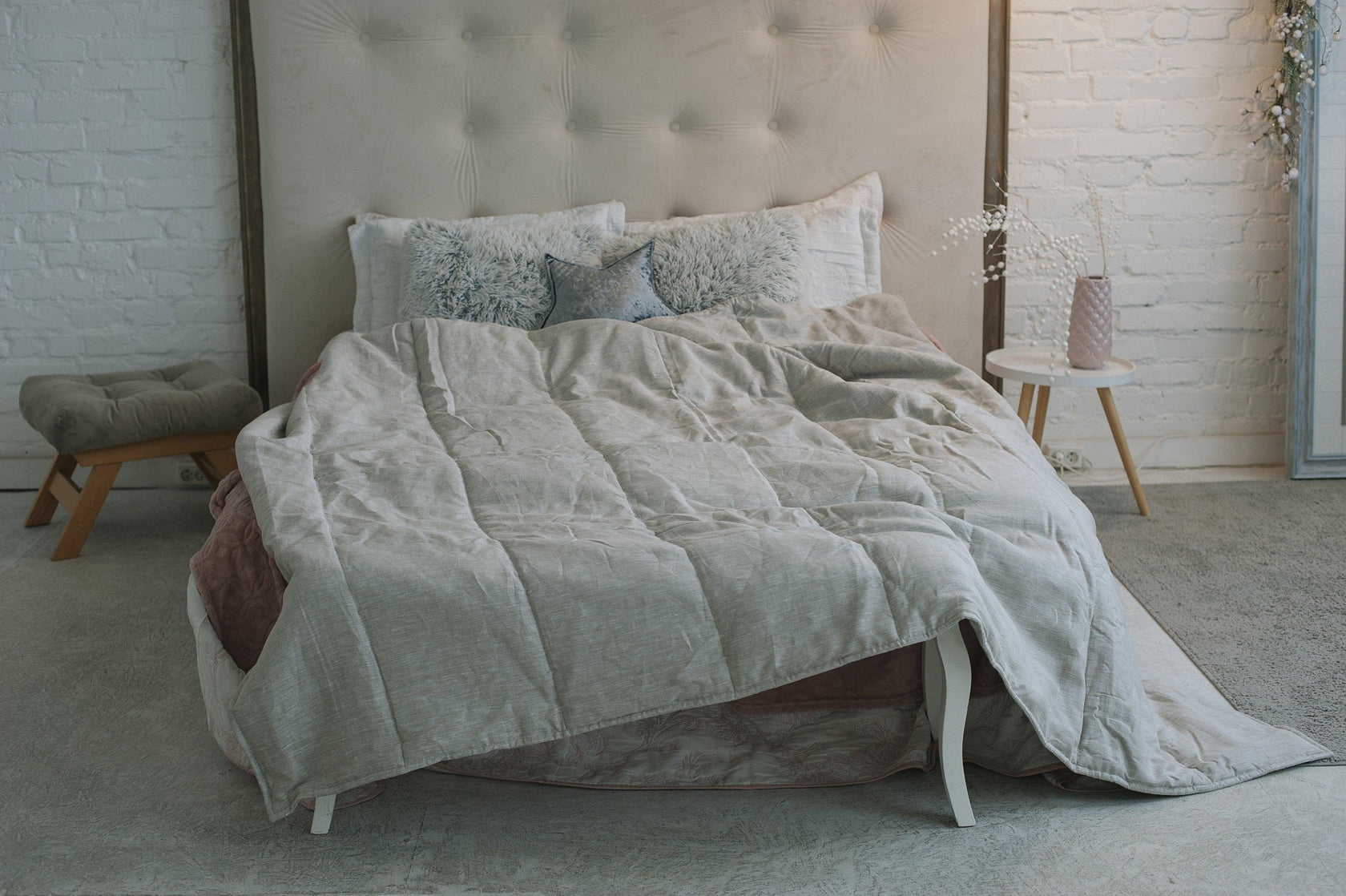 Natural HEMP Linen blanket filled Hemp fiber in natural linen fabric ...