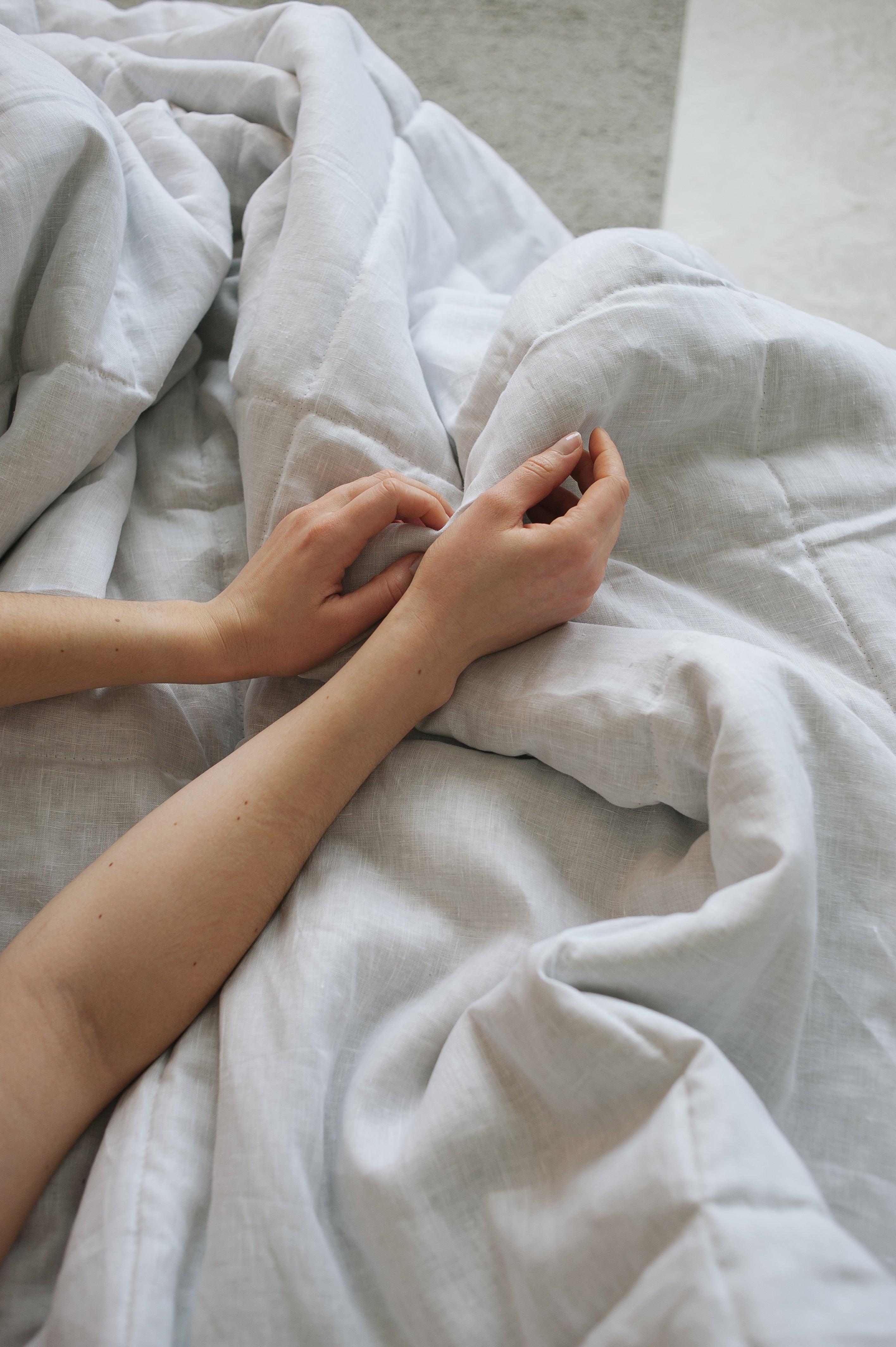 White Natural HEMP Linen blanket in squares- filler organic Hemp fiber ...